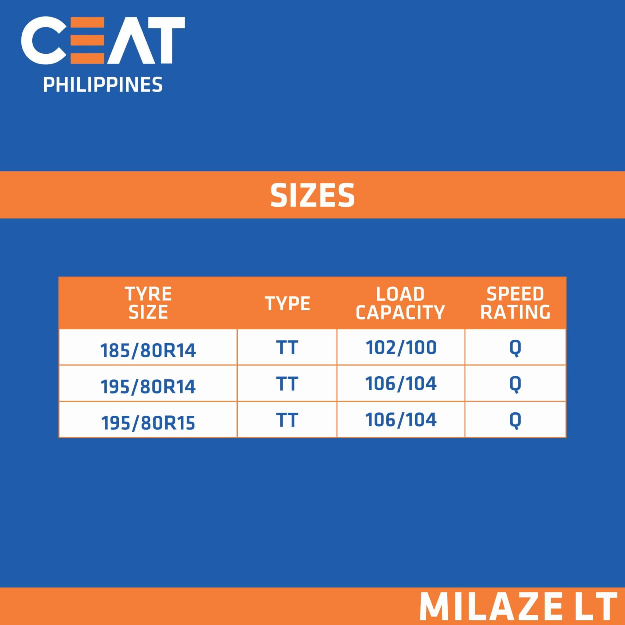 CEAT MILAZE LT 195/80 R14 (TUBETYPE) - PPC Asia Corporation